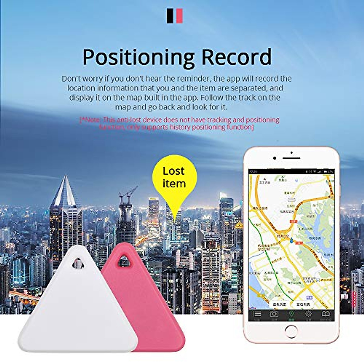Smart Mini Wireless Bluetooth 4.0 Anti Lost Tracker Alarm Key Finder GPS Locator Triangle Bluetooth Anti-Lost Device for Pet Dog Cat Keys Wallet Bag Kids, 1Pcs Pink