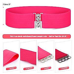 Syhood Halloween Neon Belts for Women 80s Neon Belt 80s Waist Belt Stretch Wide Waistband Elastic Belt Vertical Clasp Buckle Belts for Women Girls