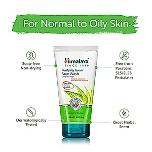 Himalaya Purifying Neem Face Wash with Neem and Turmeric for Occasional Acne, 5.07 oz (150 ml), 2 Pack