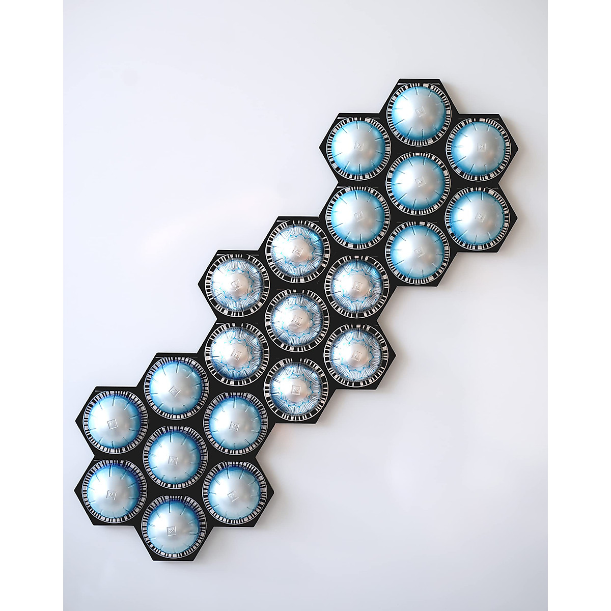 Hemiola Coffee Pod Holders, Honeycomb Capsule Organizer Set Intended for Nespresso Vertuoline Pods, Fridge and Wall Mount, Magnetic and Foam Tape Included, Pack of 3, Holds Up to 21 Pods