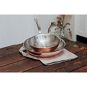 Mauviel M'TRIPLY S Polished Copper & Stainless Steel Frying Pan With Cast Stainless Steel Handle, 10.24-in, Made In France