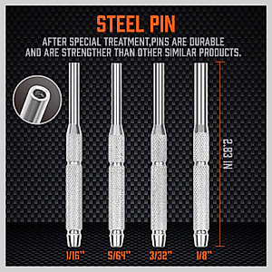 HORUSDY 22-Piece Punch Set and Hammer with Brass, Hollow, Steel, Plastic Punches, Brass Punch for Maintenance.