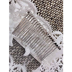 Aukmla Wedding Bridal Veils Ivory Beautiful Long Veil with Lace and Metal Comb at the Edge Cathedral Length (Ivory)