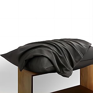 Dafinner 100% Mulberry Silk Pillowcases Queen Size, Set of 2 Black Silk Pillow Cases, Hair and Skin Friendly, Hidden Zipper, Gifts for Women Men, 2 Pack, 20x30 Inches, Moonless Night Black