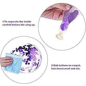 White Purple Confetti Latex Balloons, 50pcs 12 inch Helium Party Balloon with 33 Ft Purple Ribbon for Birthday, Girls Baby Shower, Wedding, Anniversary and Festival Ceremony Princess Decoration