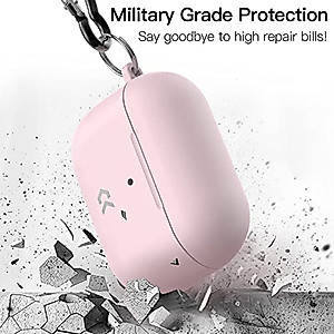 CASEKOO 2022 Upgraded Cover for Airpods Pro Case, Four-Layer Protective Durable Case, Soft Skin-Friendly Anti-dust Silicone Cover with Keychain for Women, Front LED Visible (Cute Pink)
