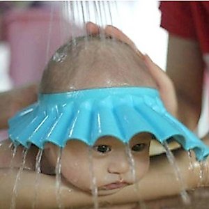 Baishitop Ultra-Soft Safe Shampoo Shower Cap, Bathing Protect Hat for Baby Children Kids (Blue)