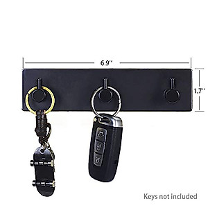 soclim Key Holder for Wall Self Adhesive Key Hook for Wall No Damage Key Rack for Wall with 3 Key Hooks for Keys and Masks, Key Hanger for Wall Entryway, Hallway - Matte Black Extra Thick