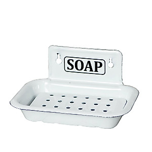 Wall Mounted Enamel White Soap Dish with Drainage Holes
