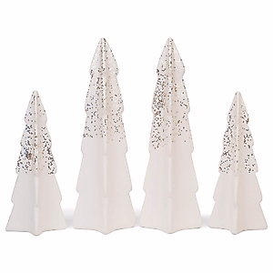 Mark Feldstein & Associates Village White Glitter 12 inch Porcelain LED Christmas Figurines 9 Piece Set