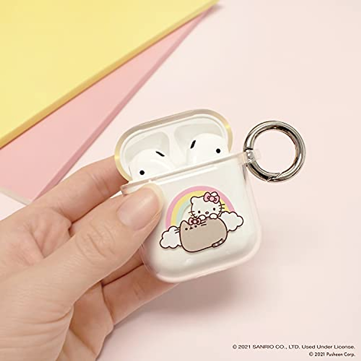 iFace Cute Clear Case Designed for AirPods 1 and 2 - Hello Kitty Pusheen [Limited Edition] [Wireless Charging Compatible]