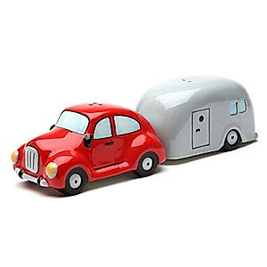 Car and Trailer Ceramic Magnetic Salt and Pepper Shaker Set