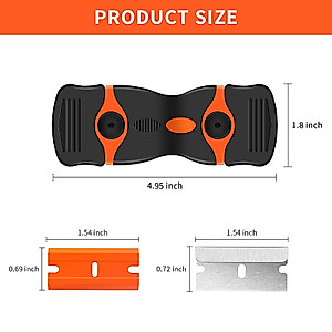 Razor Blade Scraper, 2 Pack Double Edged Razor Blade Scraper Tool with 30 Pcs Razor Blades, Glass Scraper for Windows, Decals, Tint, Stickers, Labels, Caulk, Adhesive