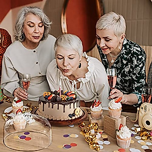 Cake Stand with Acrylic Dome, Rotating Cake Plate Acacia Wood Cake Stand with Acrylic Lid, Cake Display Server Tray, Cake Decorating Turntable for Baking Gifts, Birthday Kitchen Party, Weddings