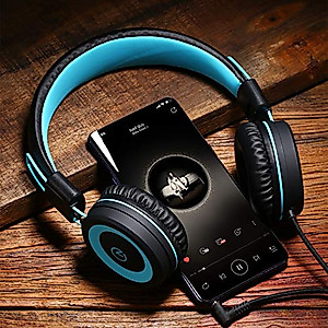 noot products Kids Headphones K11 Foldable Stereo Tangle-Free 5ft Long Cord 3.5mm Jack Plug in Wired On-Ear Headset for iPad/Amazon Kindle,Fire/Boys/Girls/School/Laptop/Travel/Plane/Tablet (Black)