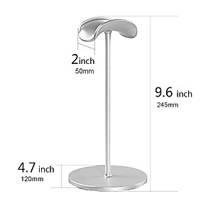 Funly mee Headphone Stand Holder, Headset Stand,Earphone Stand with Aluminum Supporting Bar and Base for All Headphone Sizes - Sliver