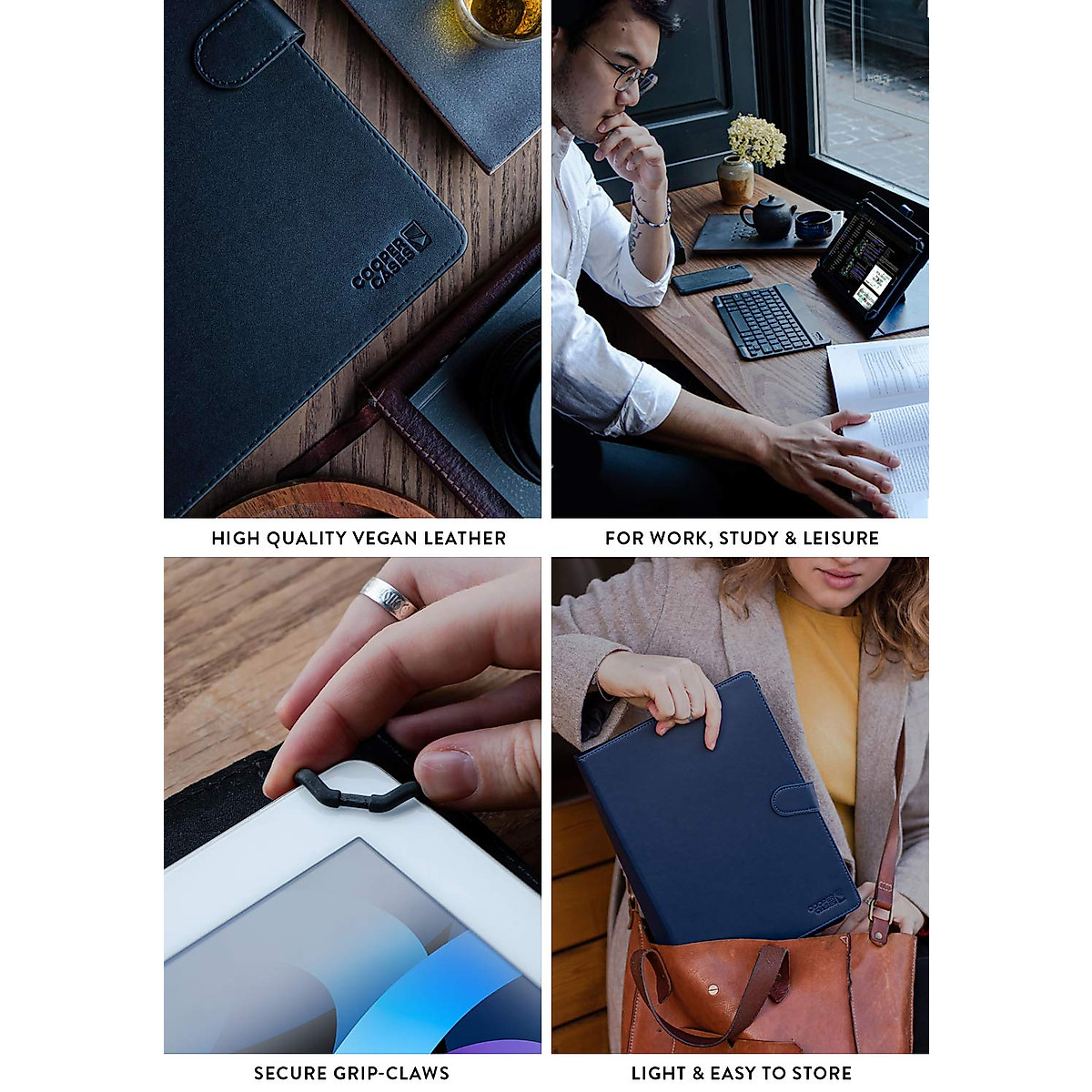 Cooper Backlight Executive Keyboard Case for 9, 9.7, 10, 10.1, 10.2, 10.5" Tablets | Bluetooth Keyboard & Leather Folio, 7 Color Backlit with Hotkeys