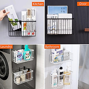 Magnetic Refrigerator Organizer Magnetic Basket Kitchen Organizer Metal Ziplock Bag Storage Organizer (White)