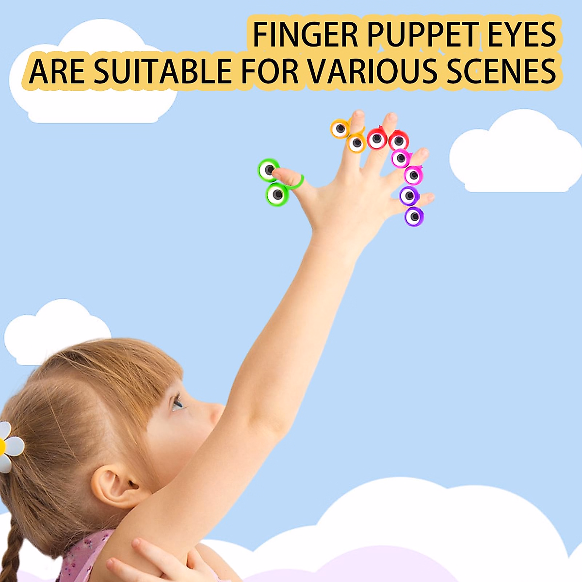 100 PCS Eye Finger Puppets Toys Set, Wiggly Eyeball Finger Puppet Eye On Rings for Kids, Party Favors for Boys Girls