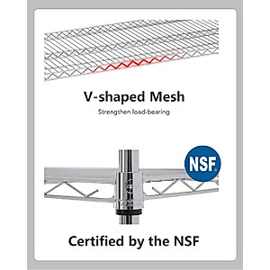 FDW 48 inch L×18 inch W×76 inch H Wire Shelving Unit Metal Shelf with 6 Tier Casters Adjustable Layer Rack Strong Steel for Restaurant Garage Pantry Kitchen Garage, Chrome