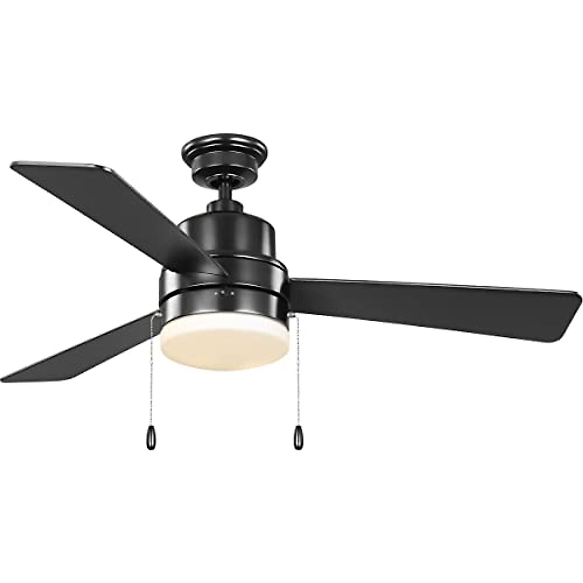 Progress Lighting P250076-31M-WB Trevina V 3-Blade Modern Indoor Ceiling Fan Matte Black with Light Kit and White Opal Shade