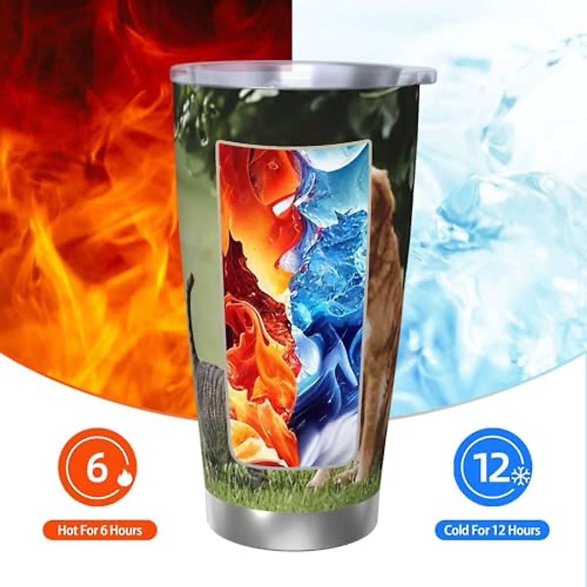 NHJKLWQSZ Lovely Dogs 20oz Stainless Steel Tumbler With Lid And Straw, Double Wall Vacuum Insulated Coffee Mug Travel Cups Leak-Proof Lid For Hot And Cold Drinks, Metal Straws And Brush