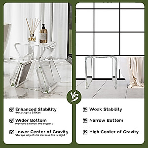 BTLWSI Acrylic Side Table, Acrylic Sofa Table Acrylic Nightstand with Storage Slots, Acrylic Clear End Table Stool for Living Room, Modern Clear Acrylic Coffee Table, 17" D x 12.2" W x 11.6" H