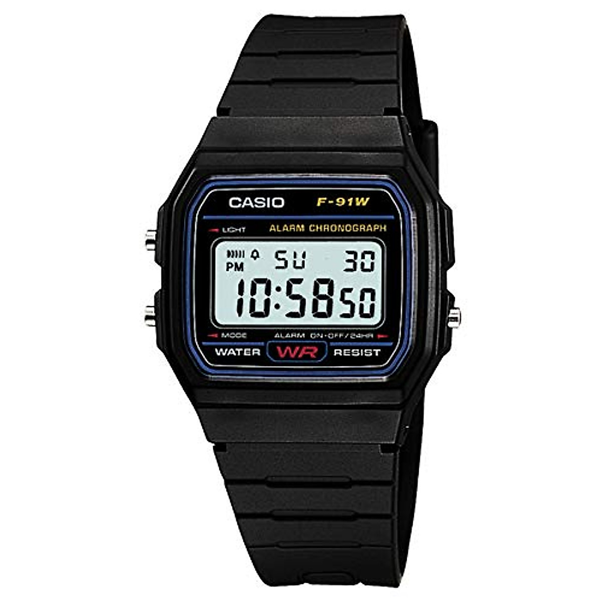 CASIO STANDARD DIGITAL WATCH WITH LED-LIGHT F-91W-1JF