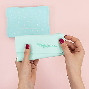 Craftelier - Shammy Stamp Cleaner and Organiser Box to Keep Your Stamps in Perfect Condition | Size Shammy 20 x 14,5 cm and Box 17 x 12 x 3 x 3 cm - Colour Mint with Constellations