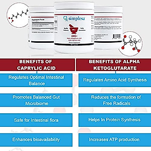 SIMPLESA NUTRITION - AKG+, Alpha Ketoglutaric Acid Plus Caprylic Acid, Improves Muscle Recovery, Increases Cell’s Energy Process, Helps to Get Lean Body, 360 Capsules, Made in USA, Non-GMO