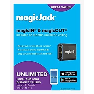 magicJack, New 2022 VOIP Phone Adapter, Portable Home and On-The-Go Digital Service. Unlimited Calls to US and Canada. NO Monthly Bill | Featuring magicIN™ & magicOUT™ Service