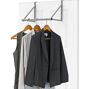 Simple Houseware Over the Door Clothes Hanging Rod, Silver