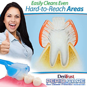 DenTrust PERIOCARE 3-Sided Toothbrush Triple Clean | Extra Gentle Gum Massage for Sensitive Gums | Made USA | Tongue Scraper for Fresh Breath