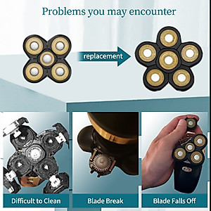 Electric Shaver Replacement Head Upgraded 6D Mens Electric Shaving Head Freedom Bald Shavers Blades Wet & Dry Electric Razor Floating Replacement Heads Close Head Shavers Replacement Blades（Gold）