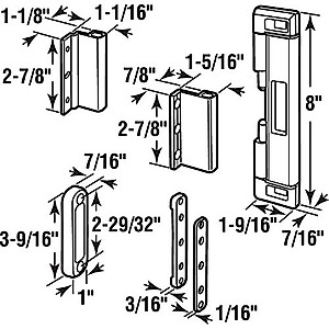 Prime-Line U 11037 Patio Door Deadbolt Lock, 8 In. Overall Height, Steel Bar, Surface (1 Kit), White/Black