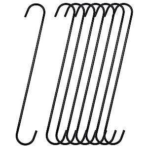 Bercoor 8 Pack 11.8 inch Extra Large S Hooks Black Heavy Duty Plant Hanging Hooks Long S Shaped Extension Hooks for Kitchenware, Pots, Utensils, Plants, Wardrobe, Gardening Tools, Clothes