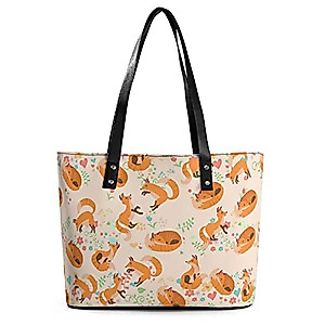 Womens Handbag Fox Leather Tote Bag Top Handle Satchel Bags For Lady