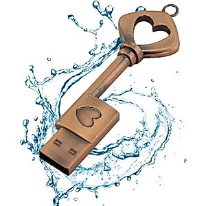 128GB USB 2.0 Flash Drive Metal Heart Key Ring Shape Waterproof Keychain USB Pen Drive Memory Stick Thumb Drives Pendrive