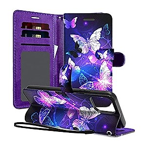 EnCases for iPhone 14 Pro Max Case,iPhone 14 Pro Max Wallet Case with Hand Strap PU Leather Clip Flip Case for Apple iPhone 14 Pro Max Card Holder (Stand Feature) for iPhone 14 Pro Max Case Butterfly