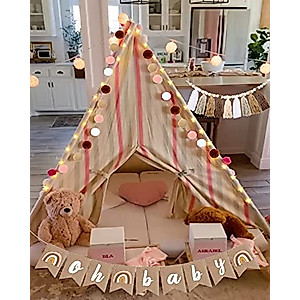 Boho Tassel Garland Oh Baby Boho Rainbow Burlap Banner and Boho Pom Pom Garlands Balls Garlands Birthday Wall Hanging Decor Set for Boho Home Party Baby Shower Supplies