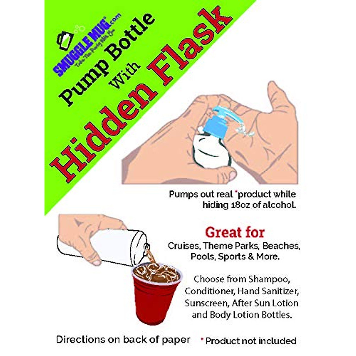 Smuggle Mug Pump Flask 17 oz Dispenses Real Product While Hiding Flask (Hand Sanitizer)