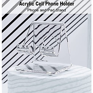 DesignComfort Acrylic Cell Phone Stand , Acrylic Phone Stand for Desk,Clear Phone Stand, Dock, Cradle, Compatible with Phone 13 Pro Max Mini 11 Xr 8 SE, Android Smartphone, Pad,Desk Accessories