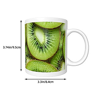 BAFAFA Slices of Fresh Ripe Green Kiwi Printed Coffee Mugs Porcelain Coffee Cups With Handle Insulated Coffee Glass Ceramic Mugs for Tea Latte Cappuccino Cocoa