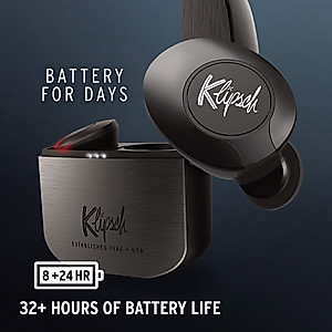 Klipsch T5 II True Wireless Bluetooth 5.0 Earphones in Gunmetal with Transparency Mode, Beamforming Mics, Best Fitting Ear Tips, and 32 Hours of Battery Life in a Slim Charging Case
