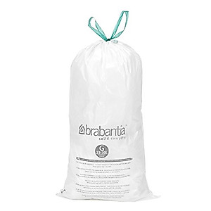 Brabantia PerfectFit Trash Bags (Size G / 6-8 Gallon) Thick Plastic Trash Can Liners with Tie Tape Drawstring Handles (20 Bags)