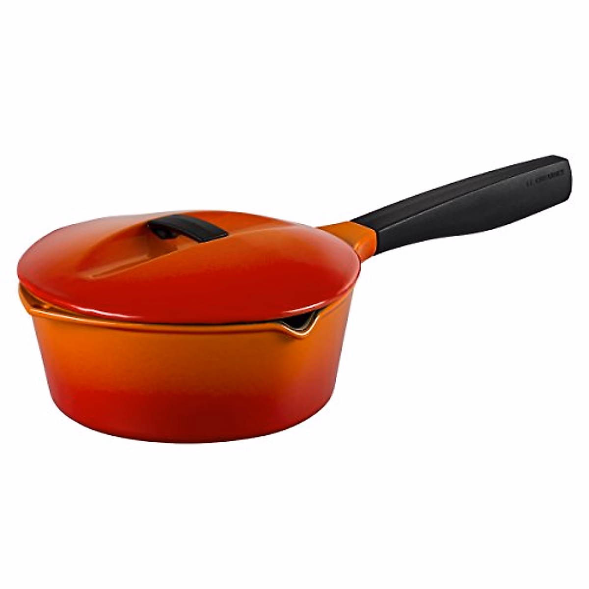 Le Creuset 1.5 quart Enameled Cast Iron Raymond Loewy Saucepan, Flame
