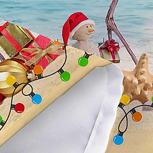 Christmas Shower Curtain, Bright Tropical Christmas Beach Red Flamingo Shower Curtain, Funny Xmas Holiday Shower Curtain, Vintage Merry Christmas Shower Curtain for Bathroom with 12PCS Hooks, 70X70IN