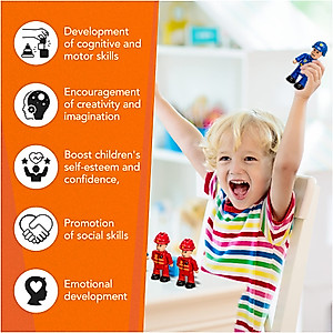 FUNERICA 10-Set Toy People Figures - Bendable Fireman, Police, Construction Workers, Community Helpers, Play Little People Toys Figurines Dollhouse Firefighter playset