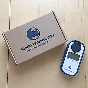 Rhino Beer Digital Refractometer, (Brix 0-50%, Wort SG 1.000-1.130, 1.3330-1.4200nD) with Automatic Temperature Compensation, IP65