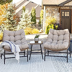 Papasan Scoop Outdoor Patio Chairs, Set of 2 - Natural